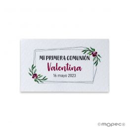 Pre-cut card with double frame and flowers,1 sheet=30 cards | Mopec