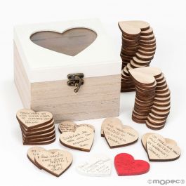Customizable wooden box with 48 hearts for signatures | Mopec